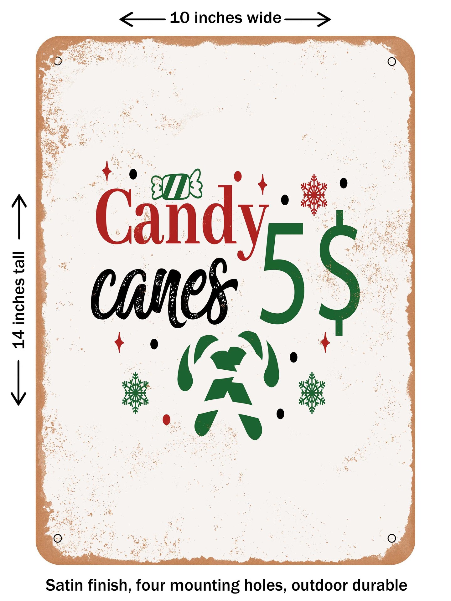 DECORATIVE METAL SIGN - Candy Canes$ - Vintage Rusty Look, Size: 10 x ...
