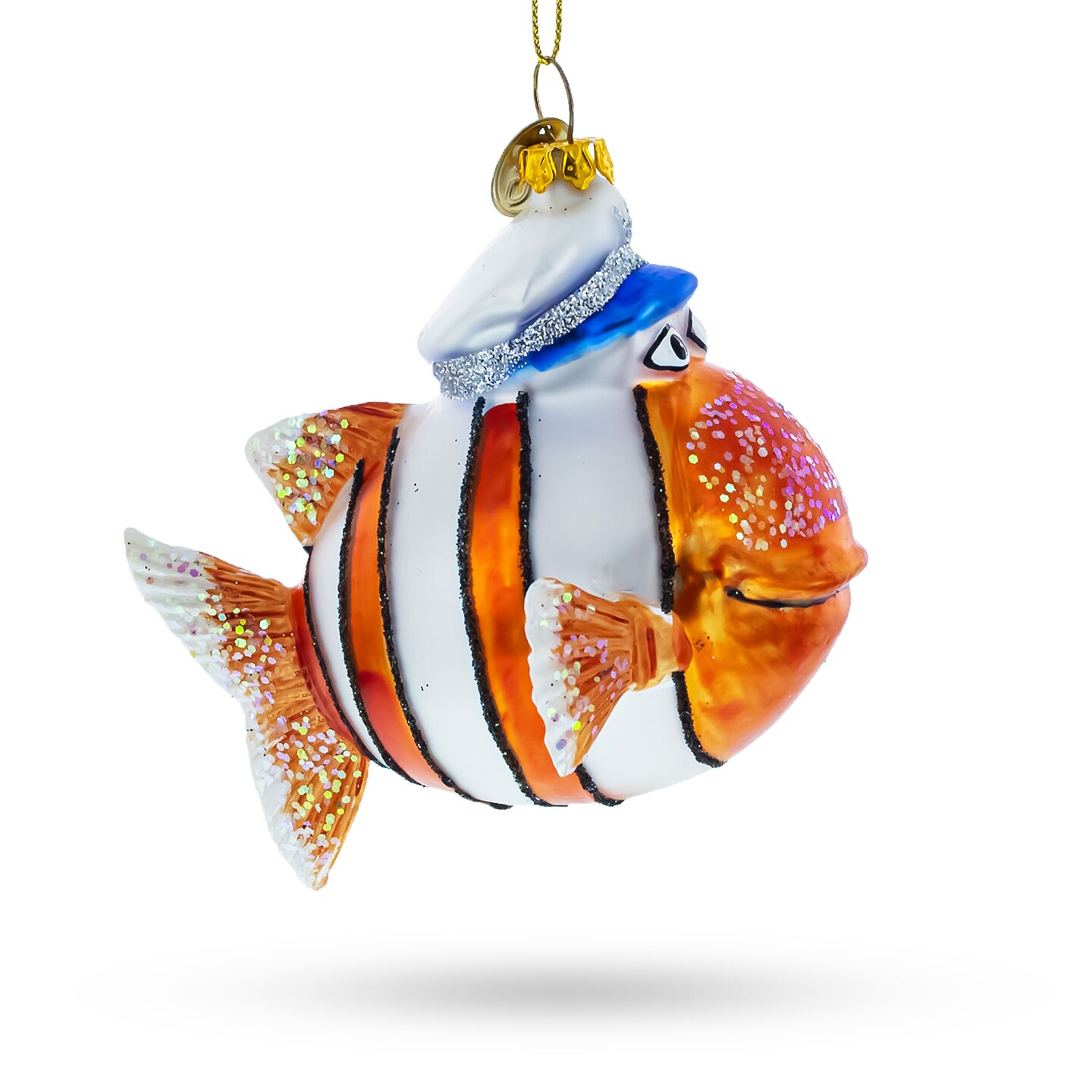 Captain Fish Glass Christmas Ornament, Color: Orange, Model: CC-0723 ...