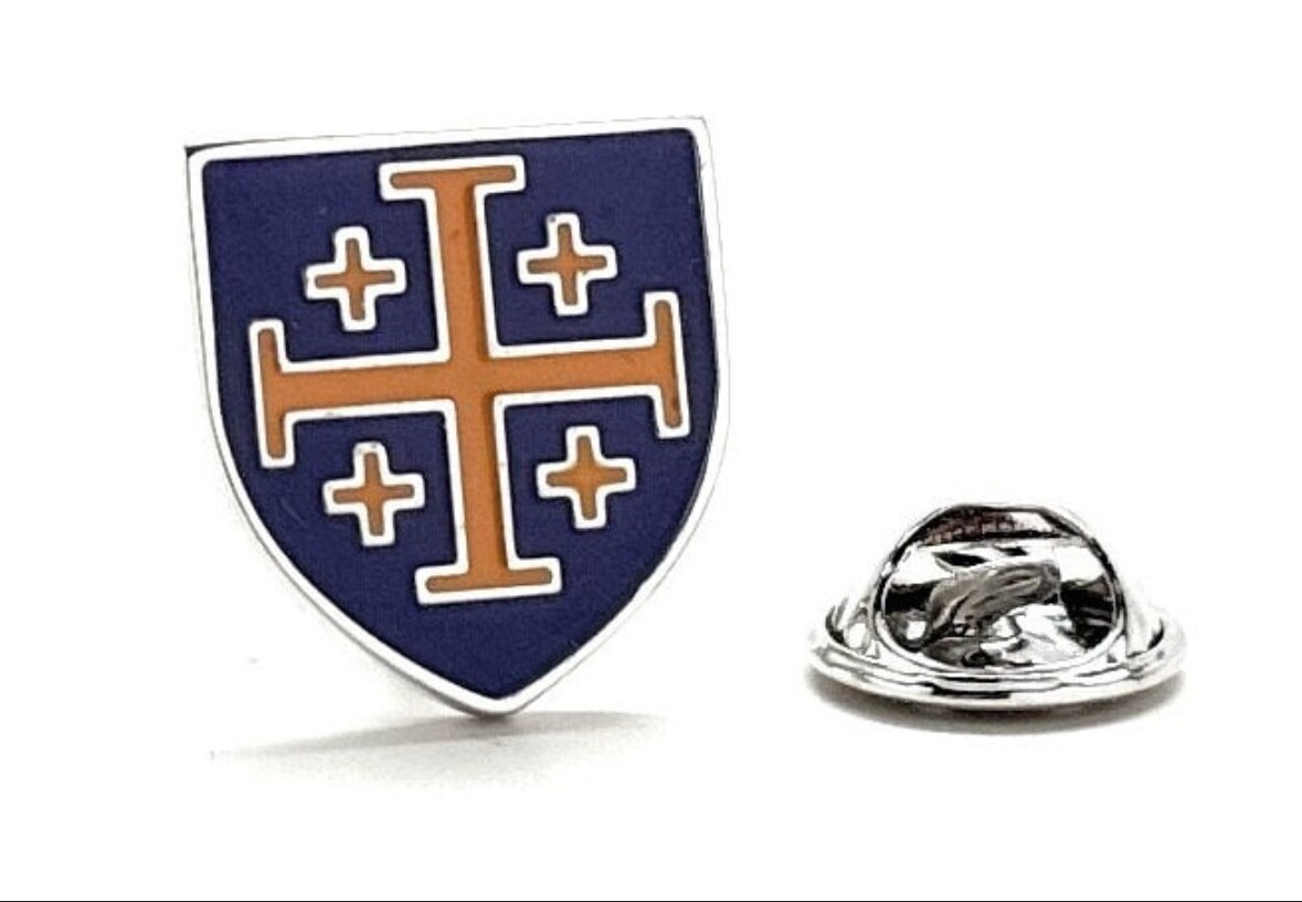 Royal Crusaders Shield Pin Purple and Gold Enamel Pin Jerusalem Cross ...
