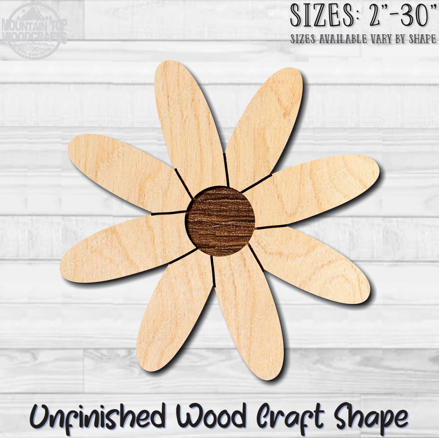 Daisy Flower 4 Unfinished Wood Shape Blank Laser Engraved Cutout ...