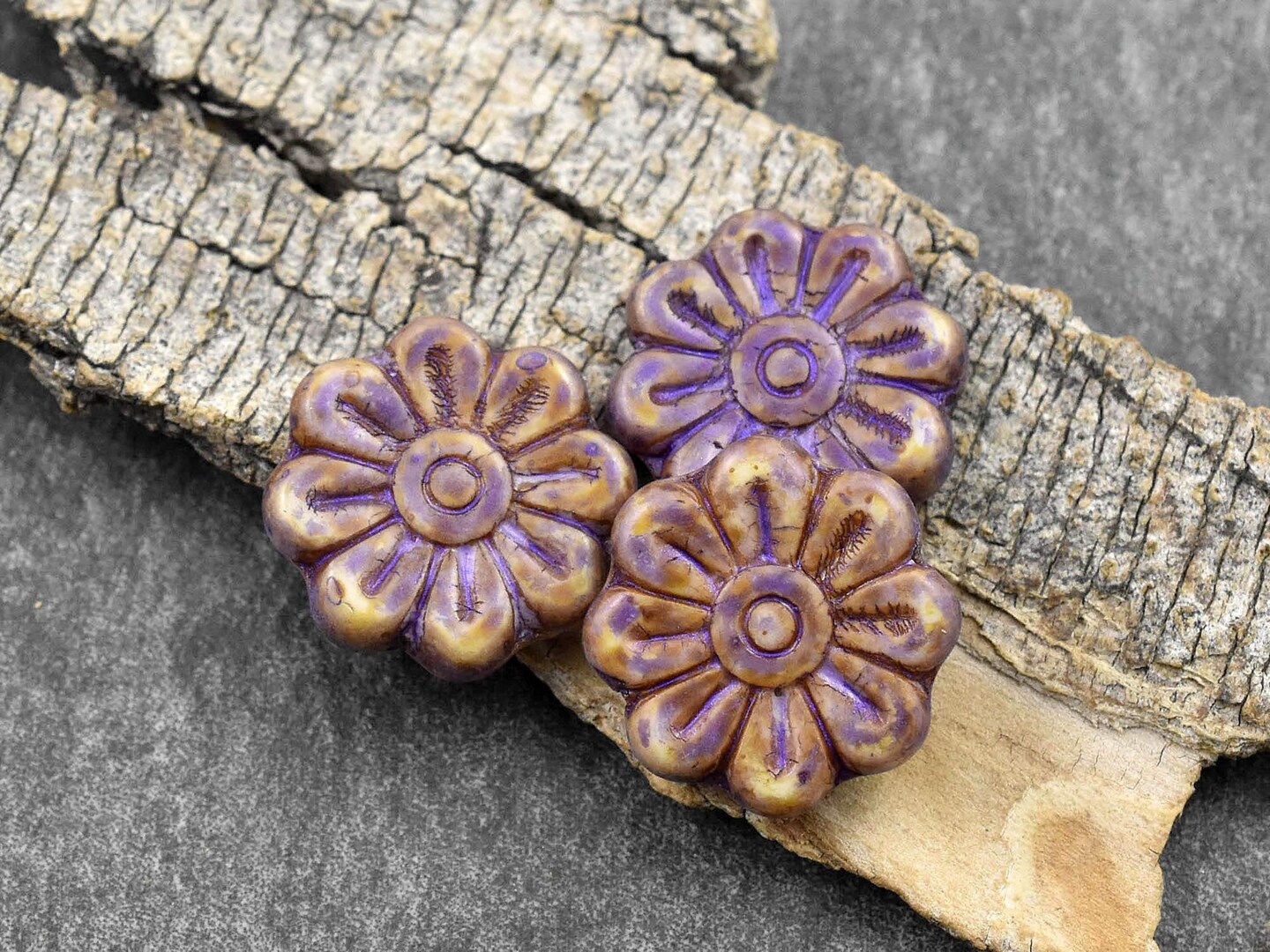 *6* 18mm Purple Washed Alabaster Picasso Daisy Flower Beads | Michaels