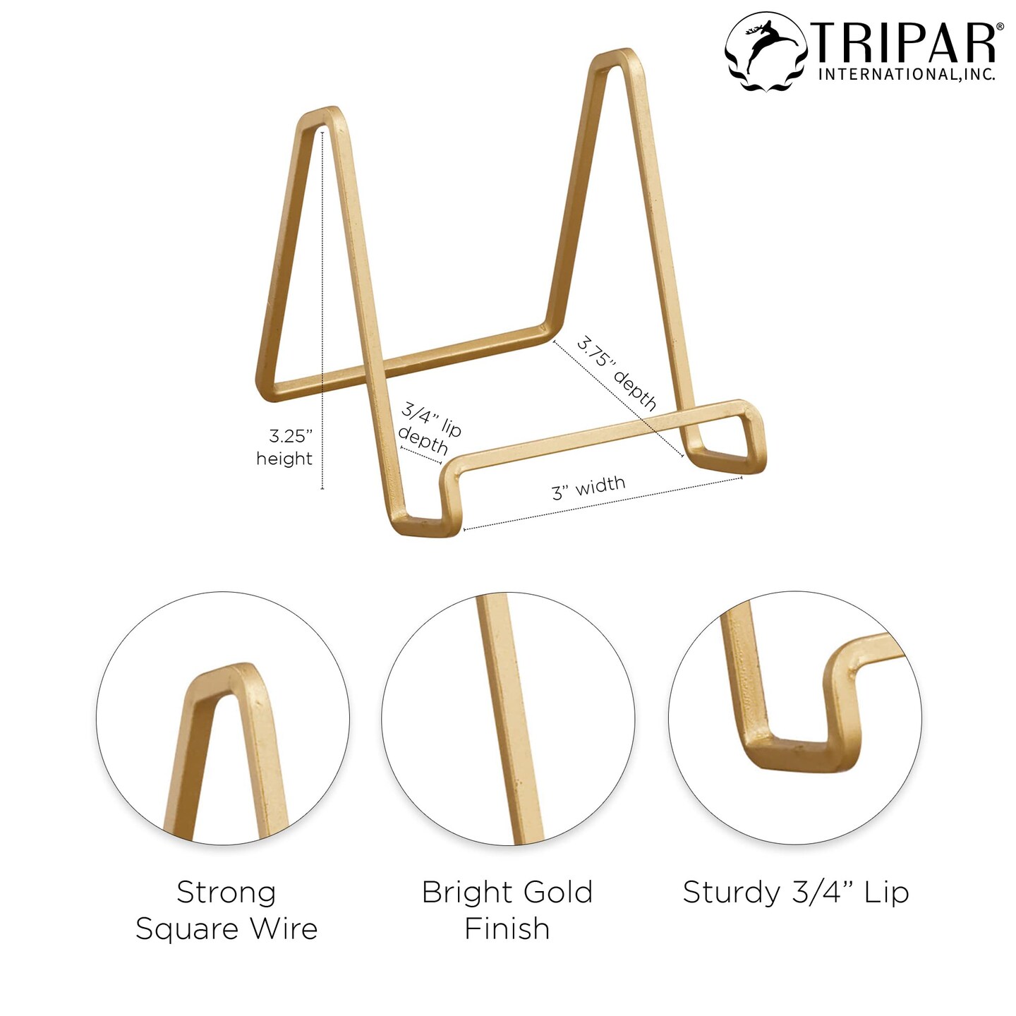 Square Metal Wire Stand, Gold Display (3 Inch Depth) Tabletop Easel ...