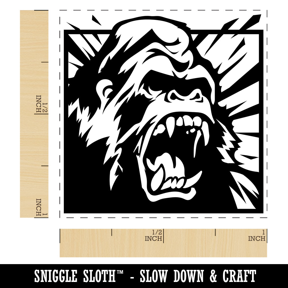 Angry Roaring Silverback Gorilla Self-Inking Rubber Stamp Ink Stamper ...