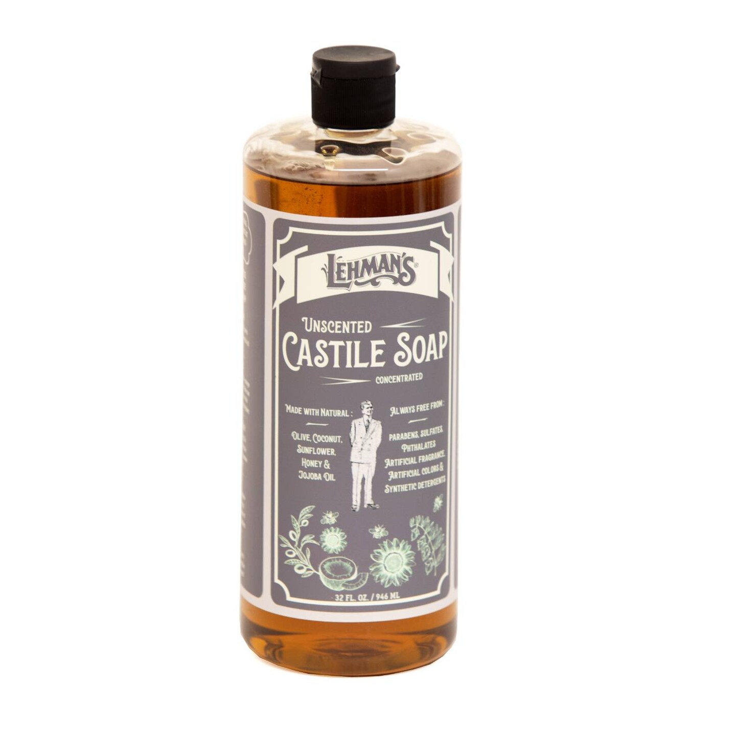Lehman's Concentrated Liquid Castile Soap, Natural and Gentle ...