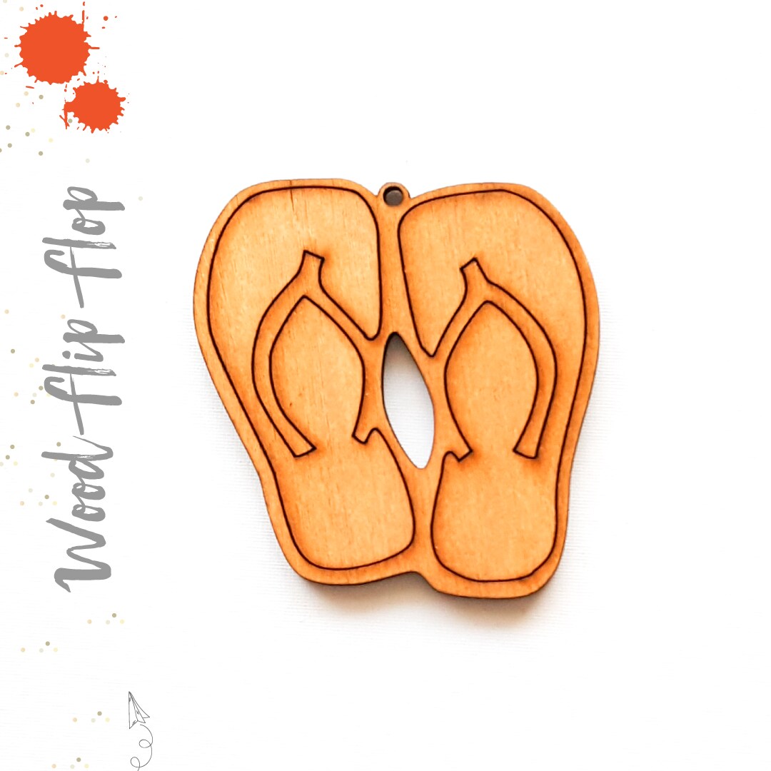 25 Wood Keychains FLIP FLOP 2.5" or 3" Dim 3,16" Thick shape Blank ...