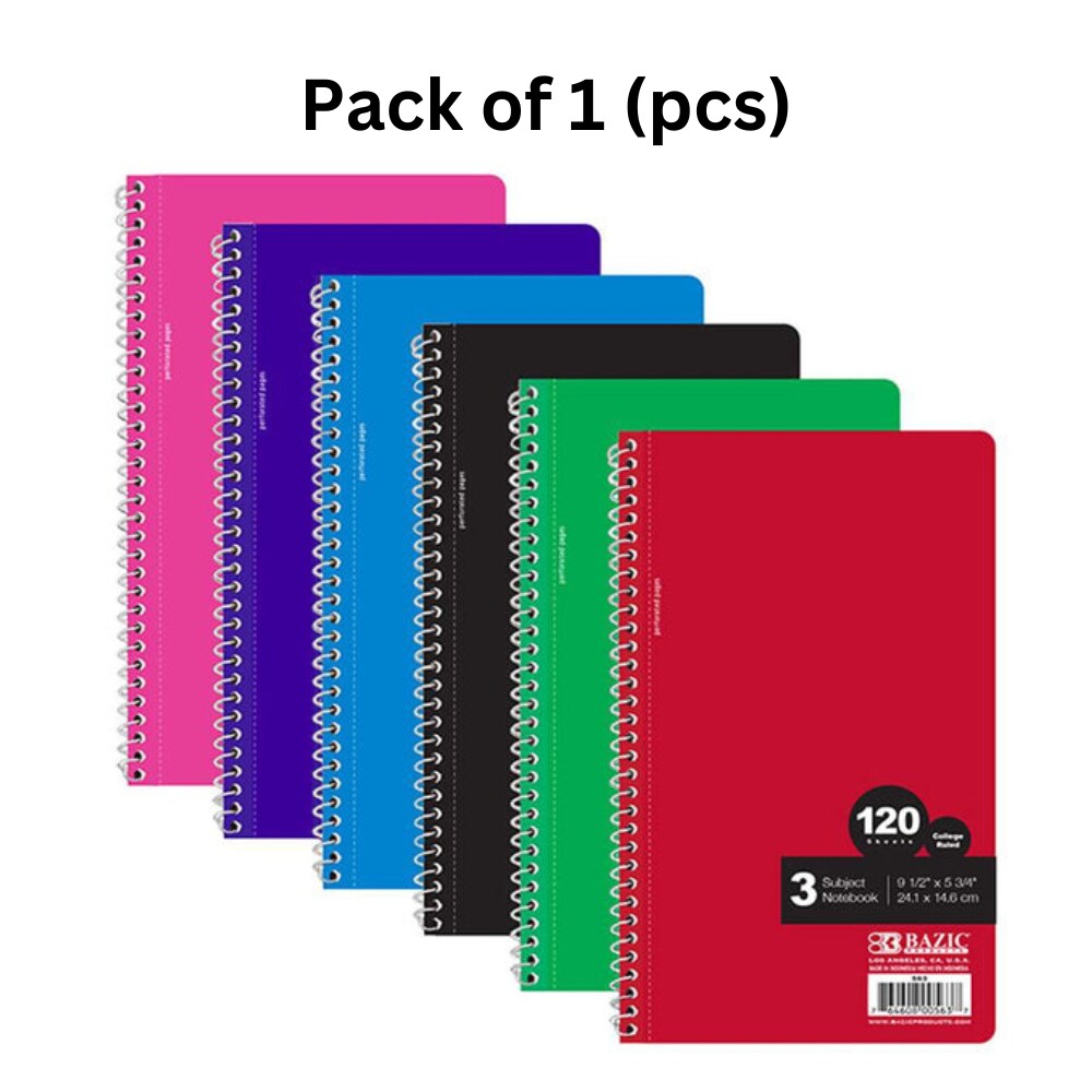 Notebook Spiral C/R 3-Subject 9.5" X 5.75" 120 Ct | You can distinguish ...