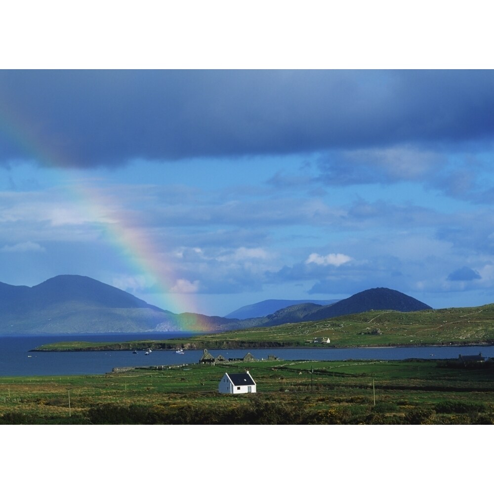 Ballinskellig Ring Of Kerry Co Kerry Ireland; Rainbow Over A Landscape ...