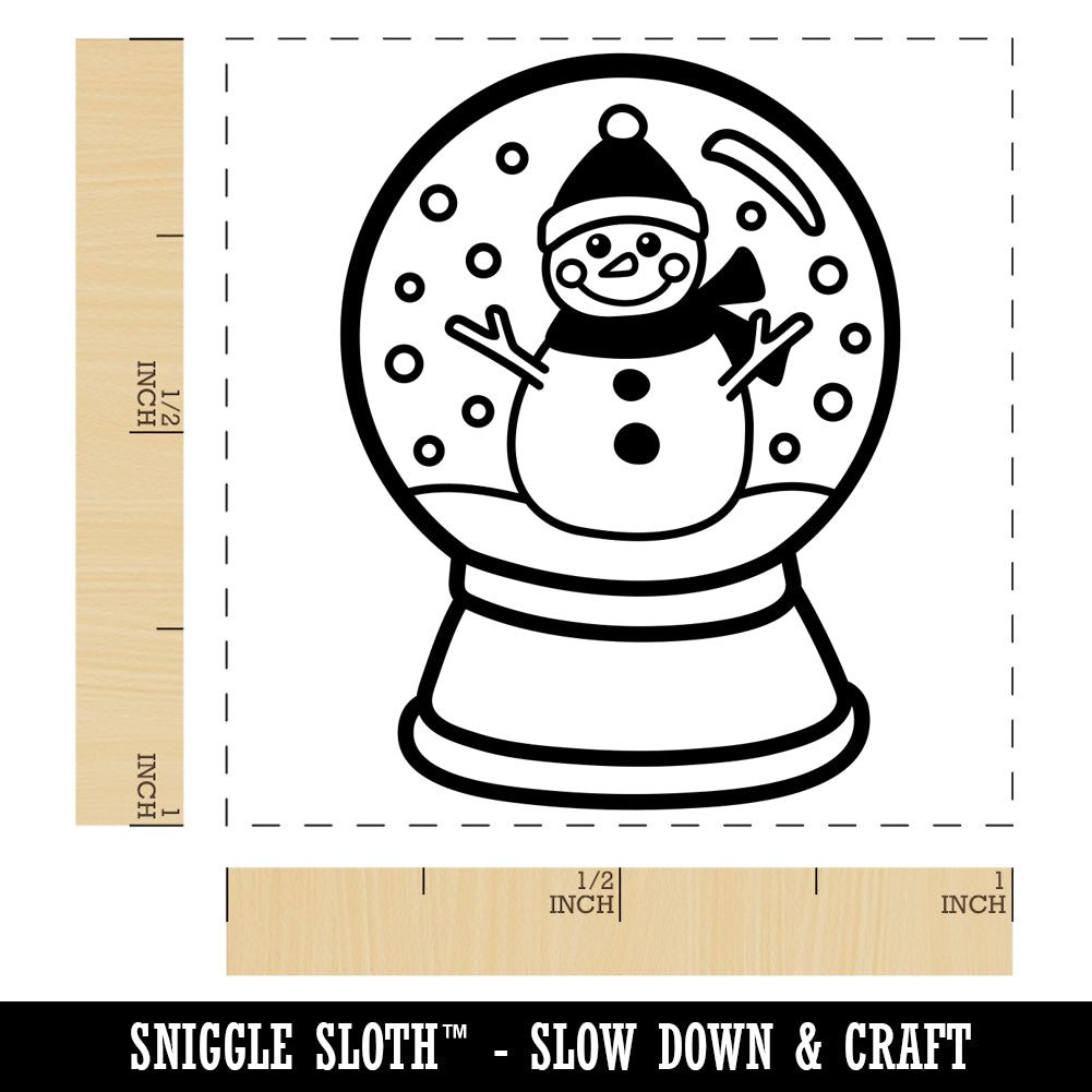 Snow Globe with Snowman Scene Winter Self-Inking Rubber Stamp Ink ...