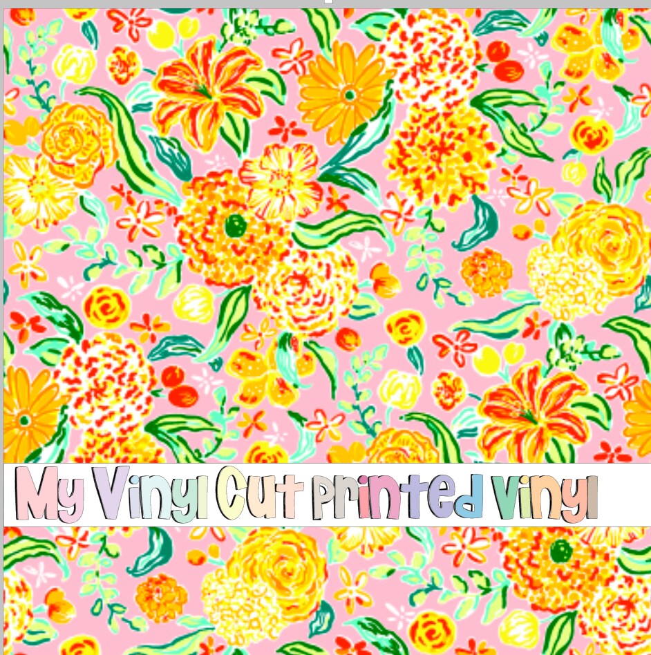 12 x 12 inch Sheet of Printed Vinyl or HTV in the Fleur Yellow Pattern ...