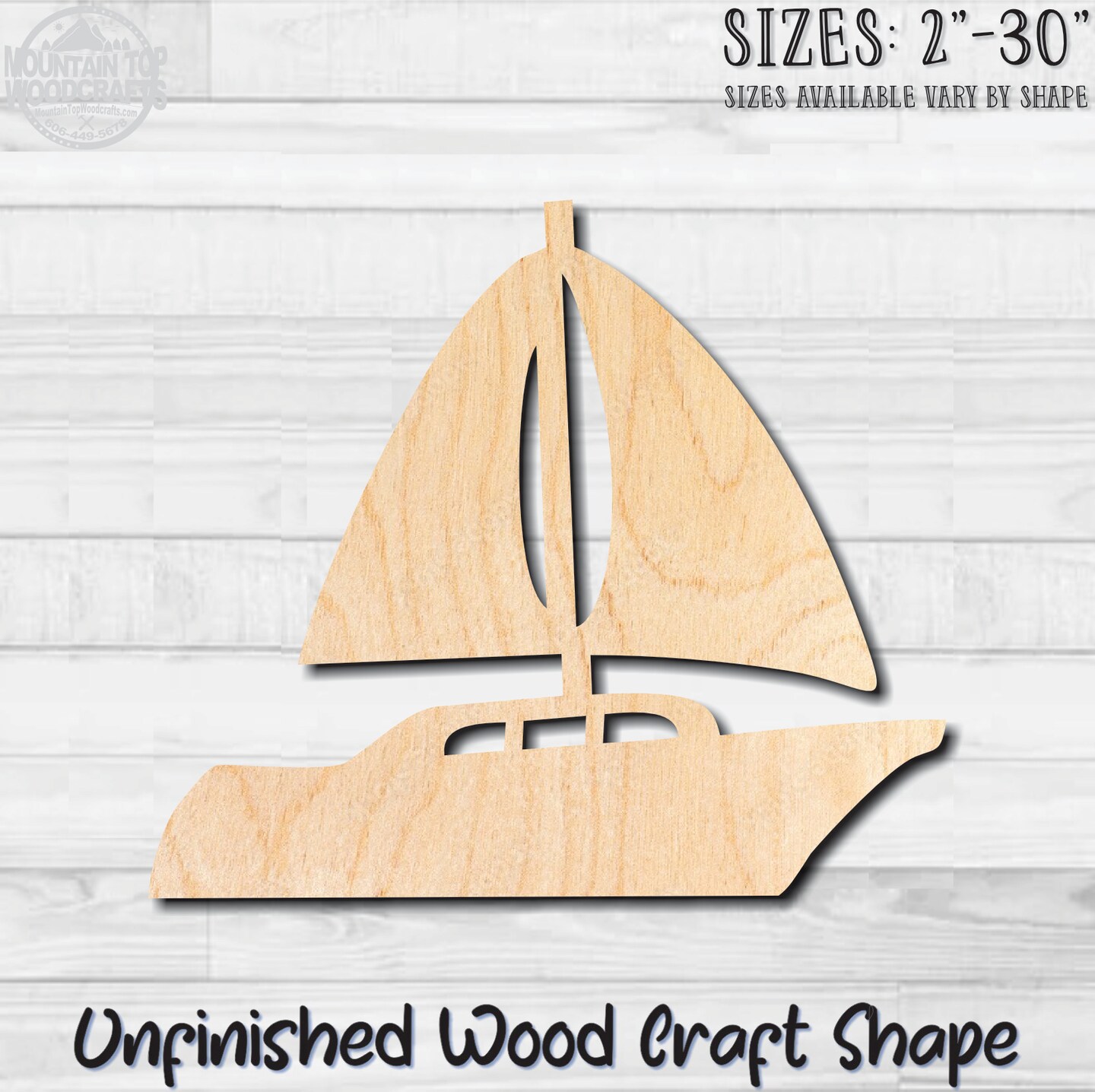 Boat Sail Nautical Unfinished Wood Shape Blank Laser Engraved Cutout ...