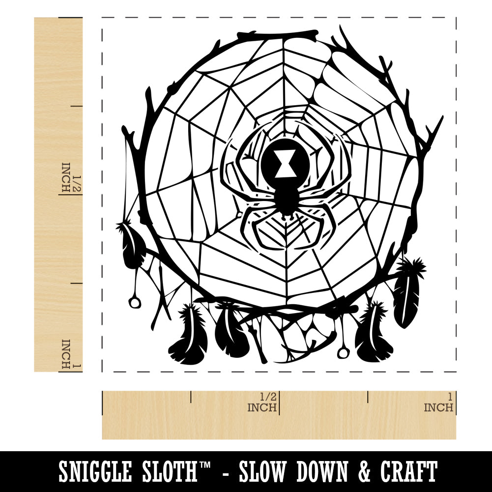 Black Widow Spider Web Dream Catcher Self-Inking Rubber Stamp Ink ...