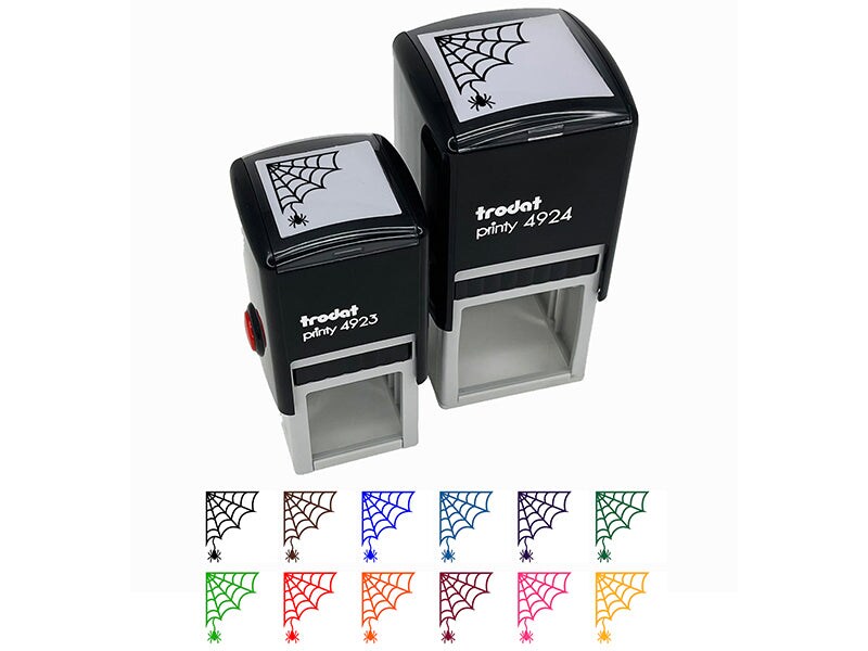 Web Corner With Spider Halloween Self-Inking Rubber Stamp Ink Stamper ...
