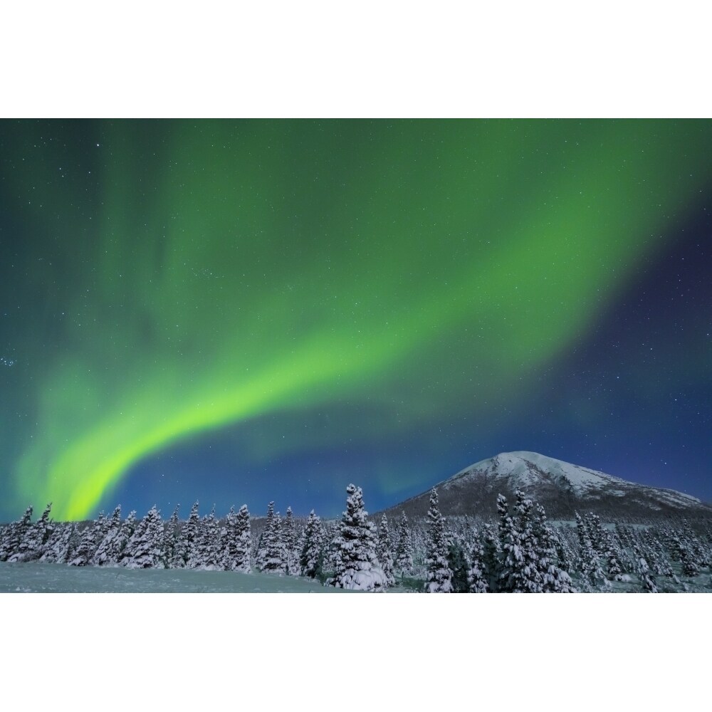The Aurora Glows In The Sky Above Donnelly Dome And A Snowy Moonlit ...