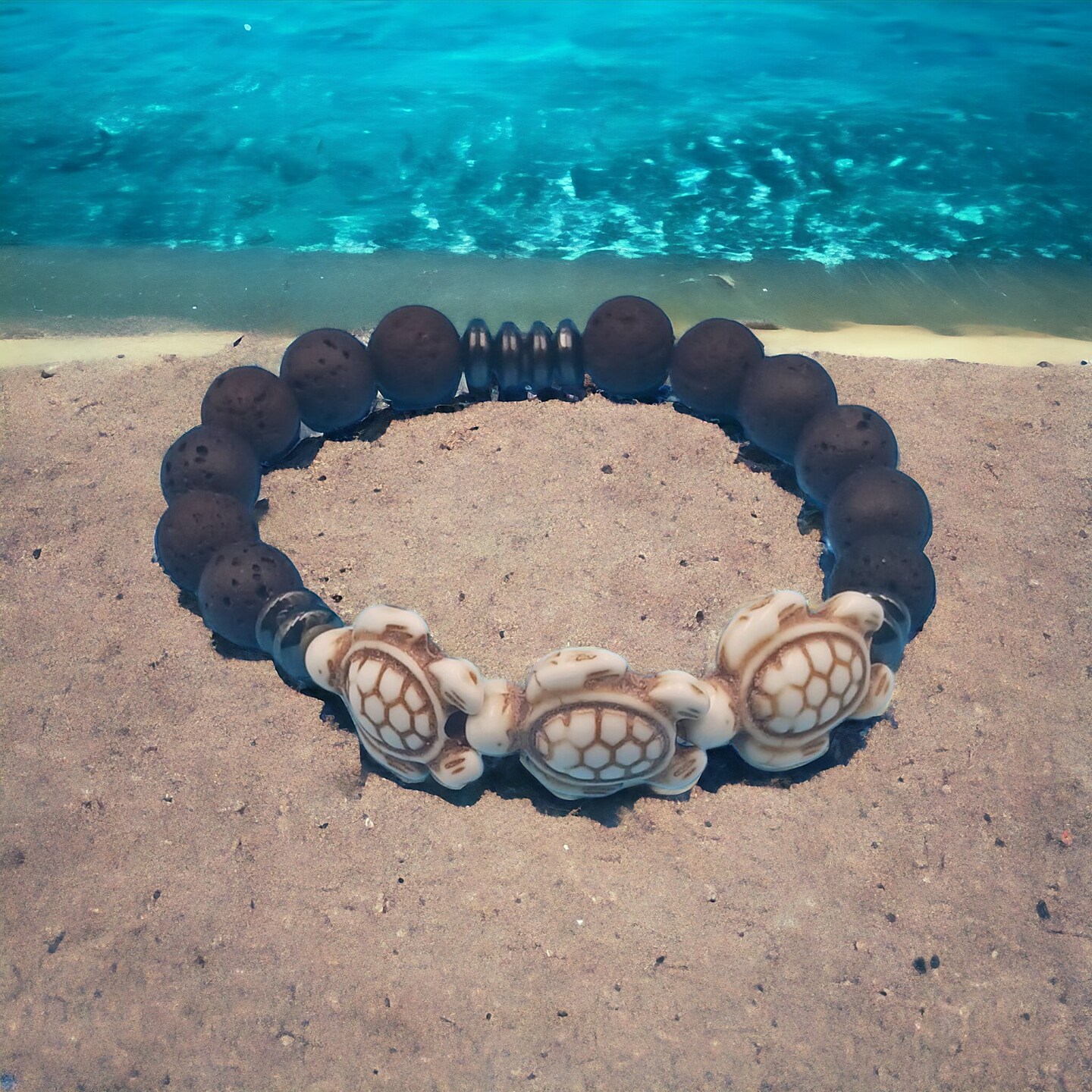 Brown Lavastone and Turtle Essential Oil Diffuser Bracelet | MakerPlace ...