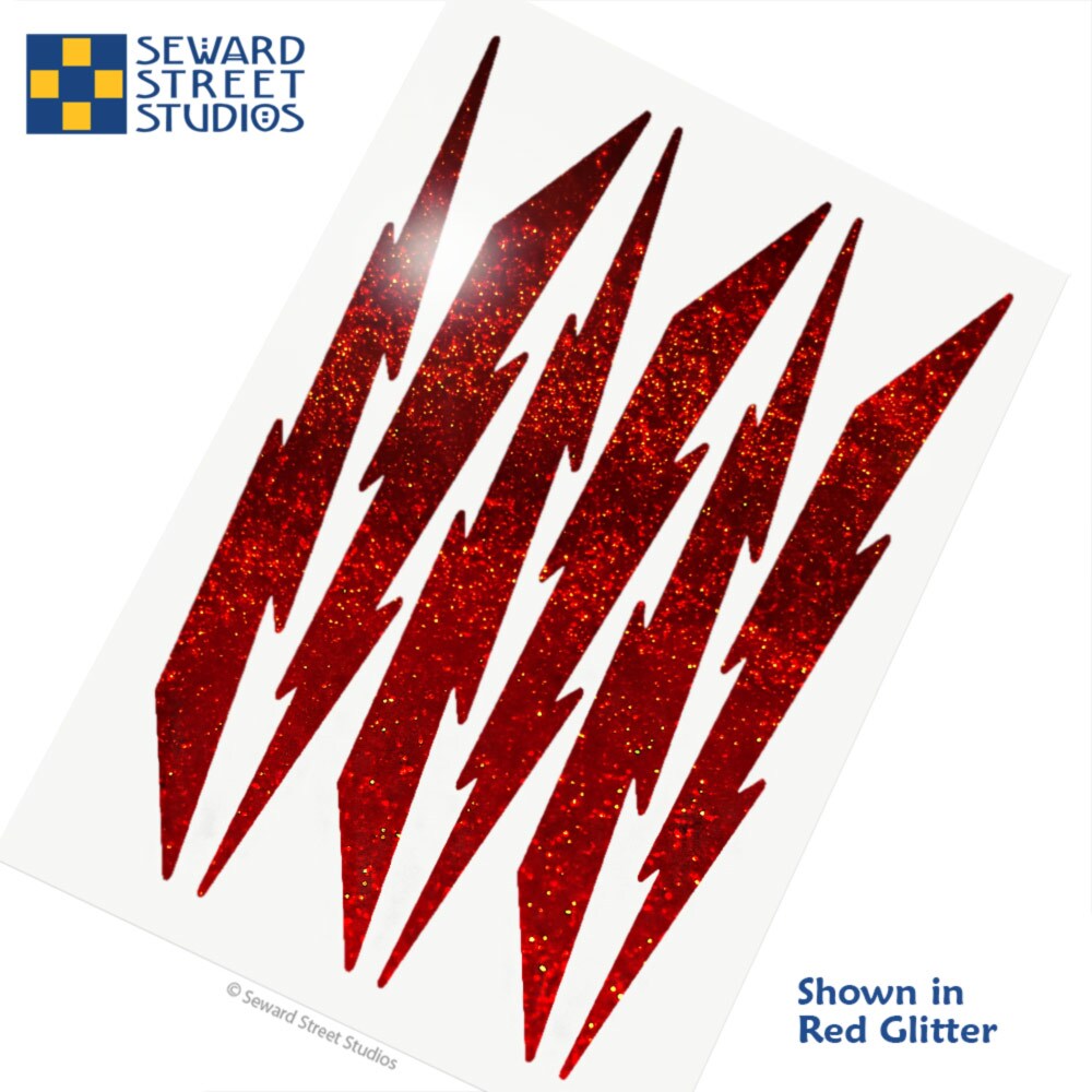 6 Red Lightning Bolts Holographic Glitter Decal Set, Six Lightning Bike ...