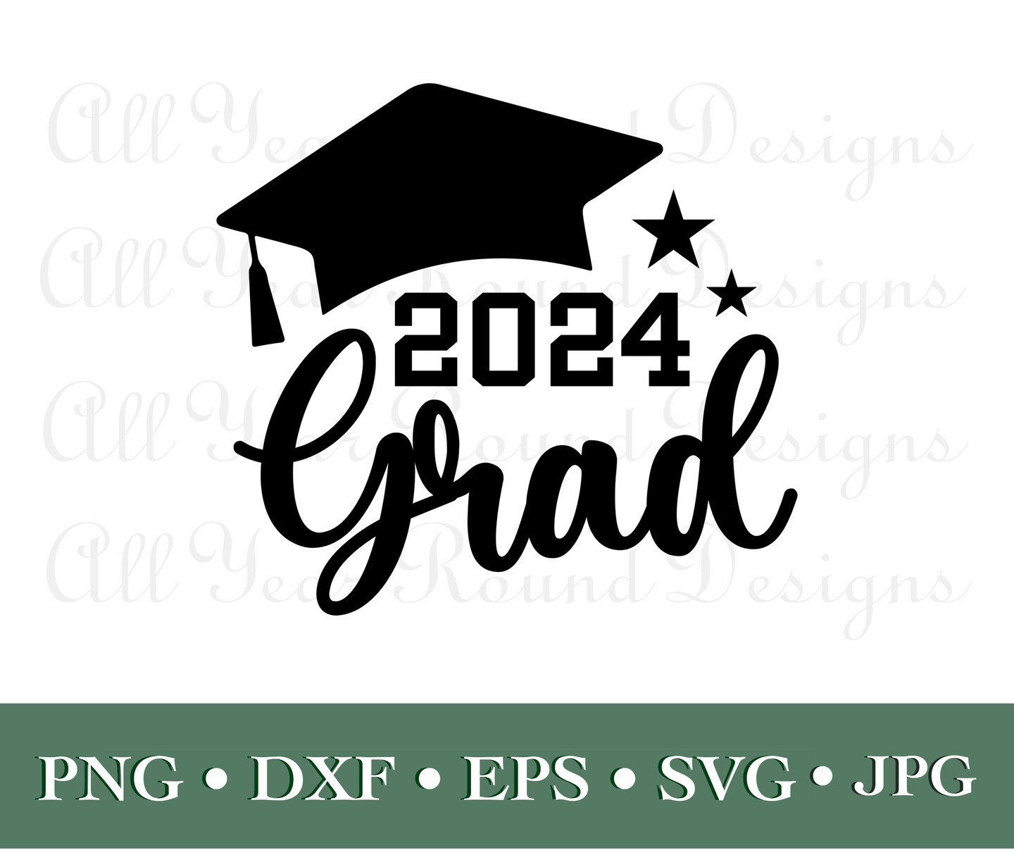 Graduation Decor SVG PNG DXF EPS JPG File Bundle Digital Download, 2024 ...
