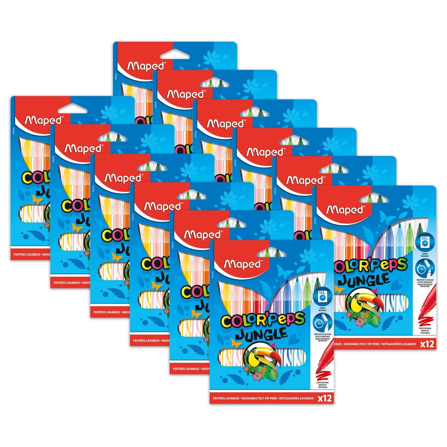 Color'Peps Jungle Fine Tip Ultrawashable Markers, 12 Per Pack, 12 Packs ...