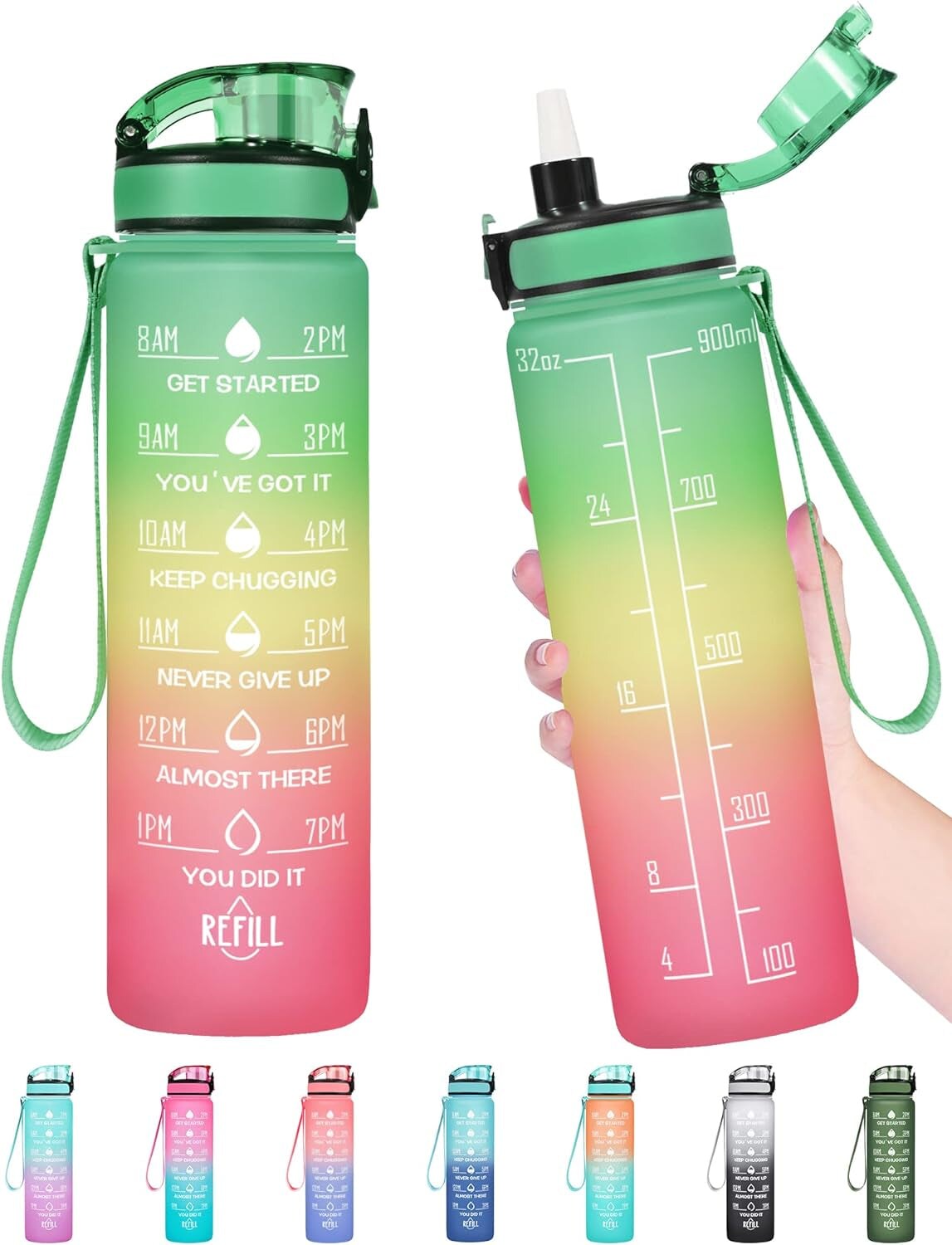 32 Oz Water Bottle, Leakproof BPA & Toxic Free, Motivational Water ...