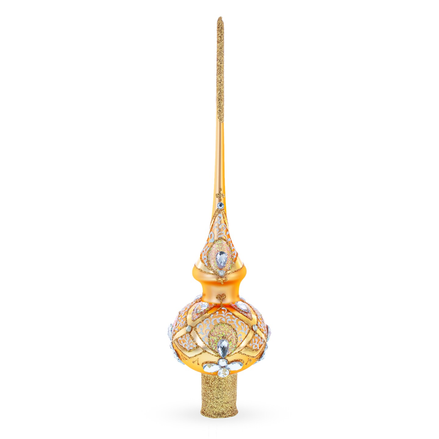 Dimensional Diamonds on Rose Gold Blown Glass Christmas Tree Topper 11 ...