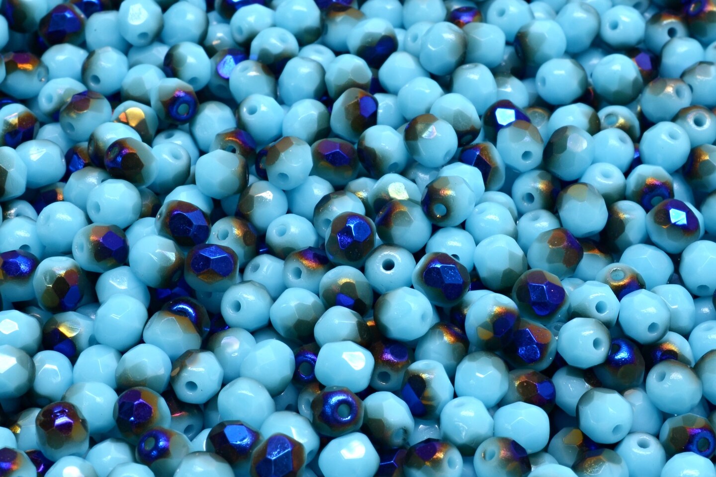4mm Czech Fire Polish Beads, Turquoise Blue Azuro, 50 pieces | Michaels