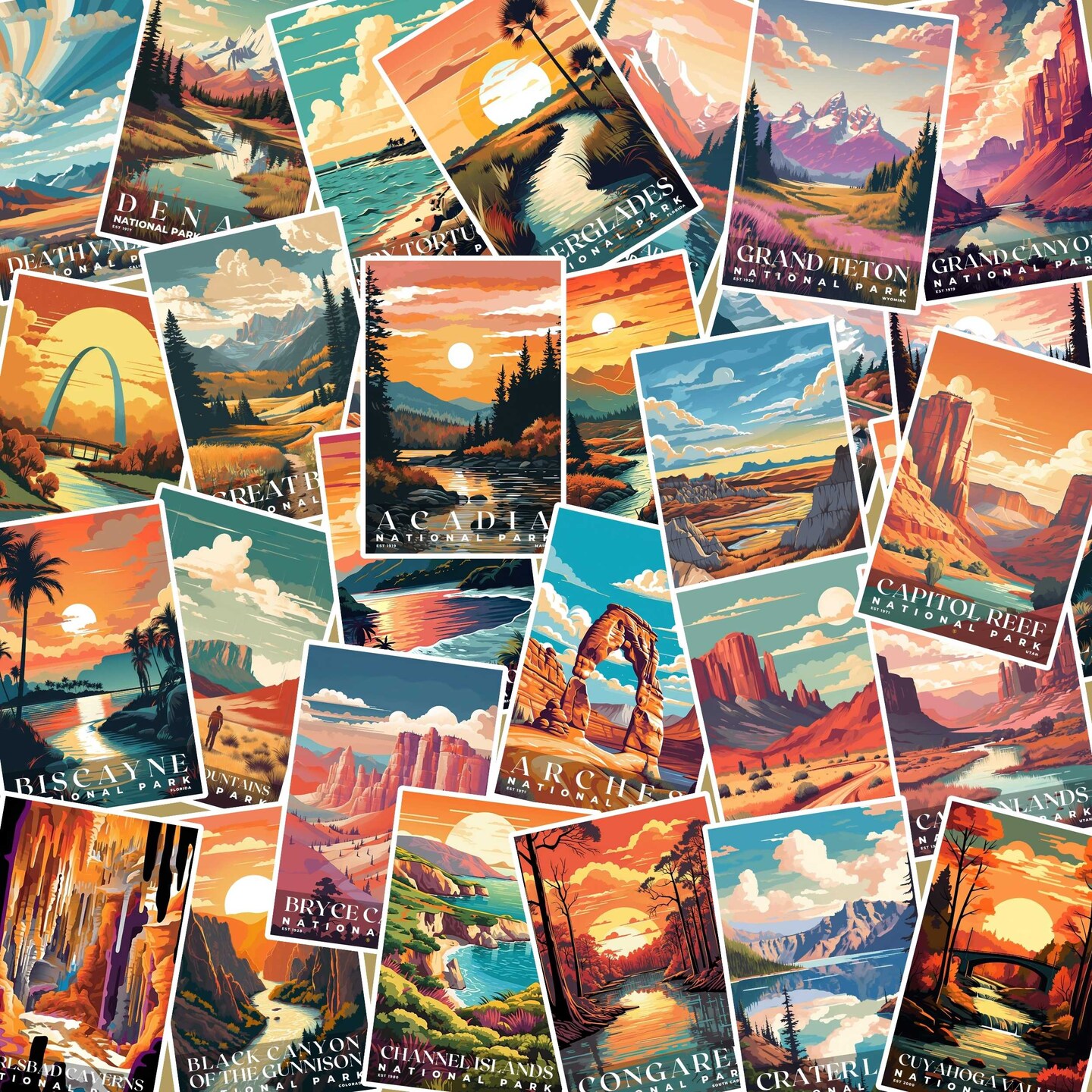 US National Park Sticker Set, National Park Gift, Travel Sticker ...