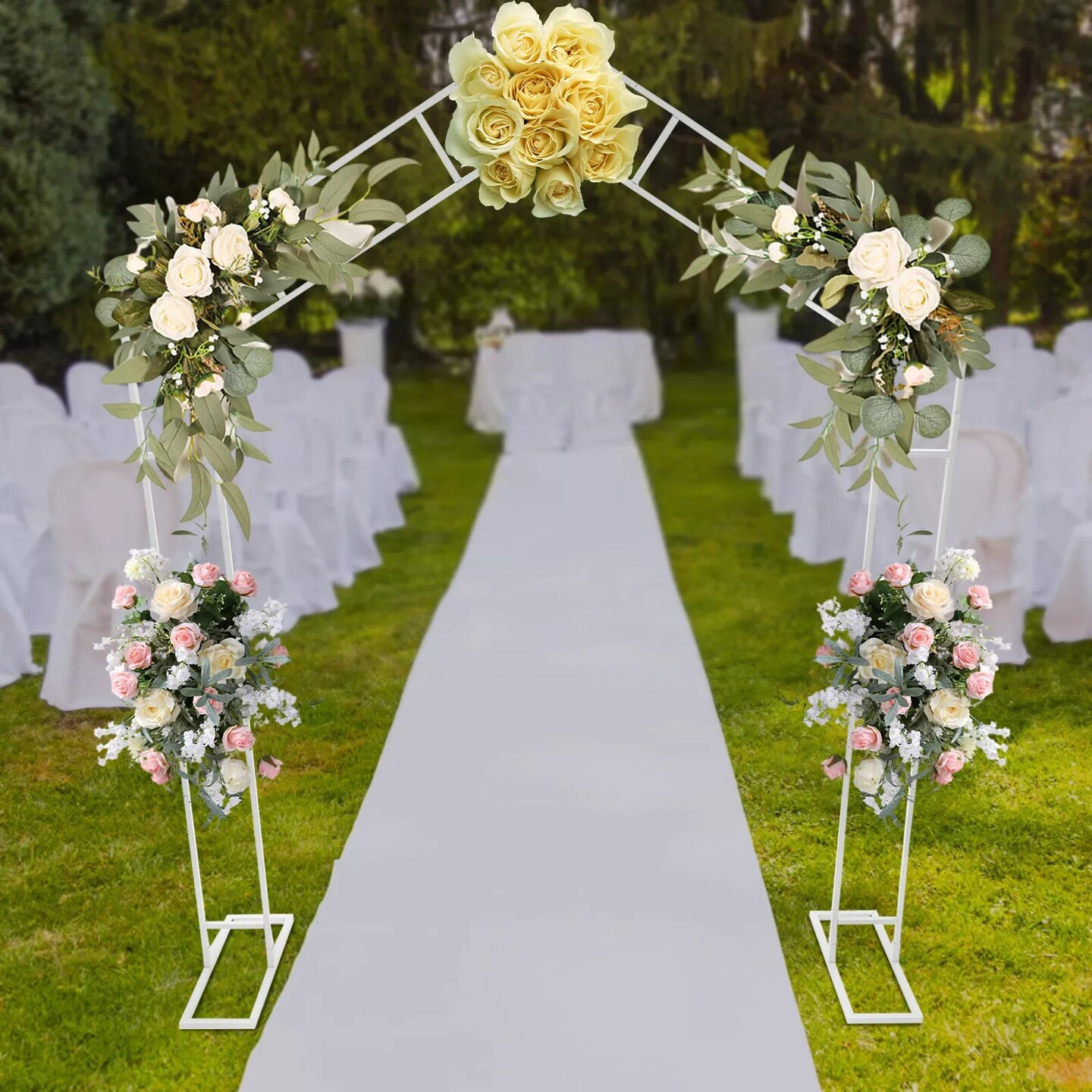 Metal White Wedding Arch Garden Flower Rack Balloons Stand Decor for ...