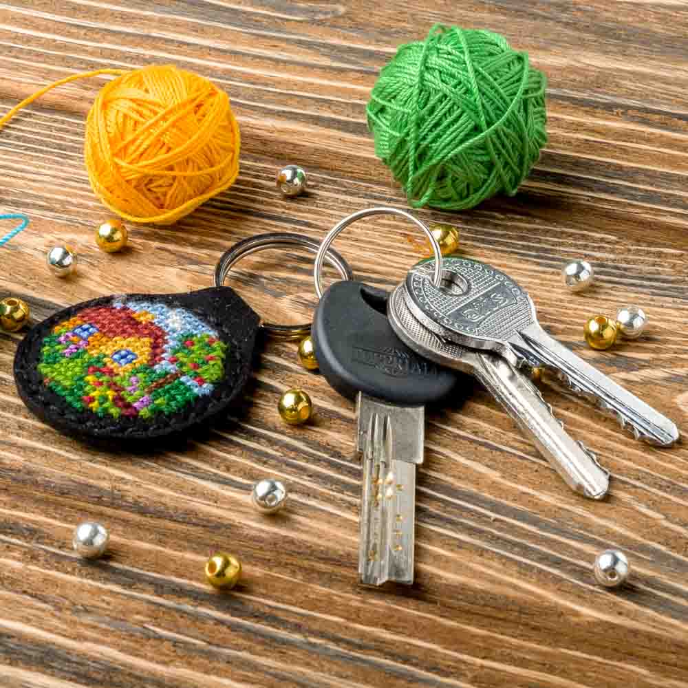 Seasonal House Key Chain Cross-stitch kit on artificial leather FLHL ...