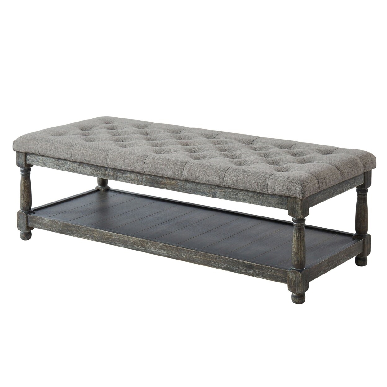 Saltoro Sherpi Fabric Upholstered Bench with Button Tufted Seat and ...
