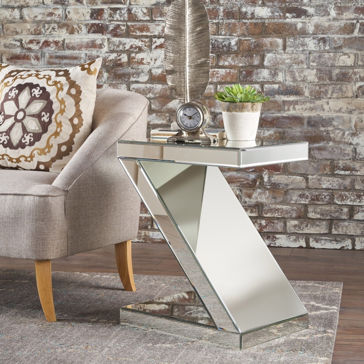 GDFStudio Adu Mirrored Z Shaped Side Table | Michaels