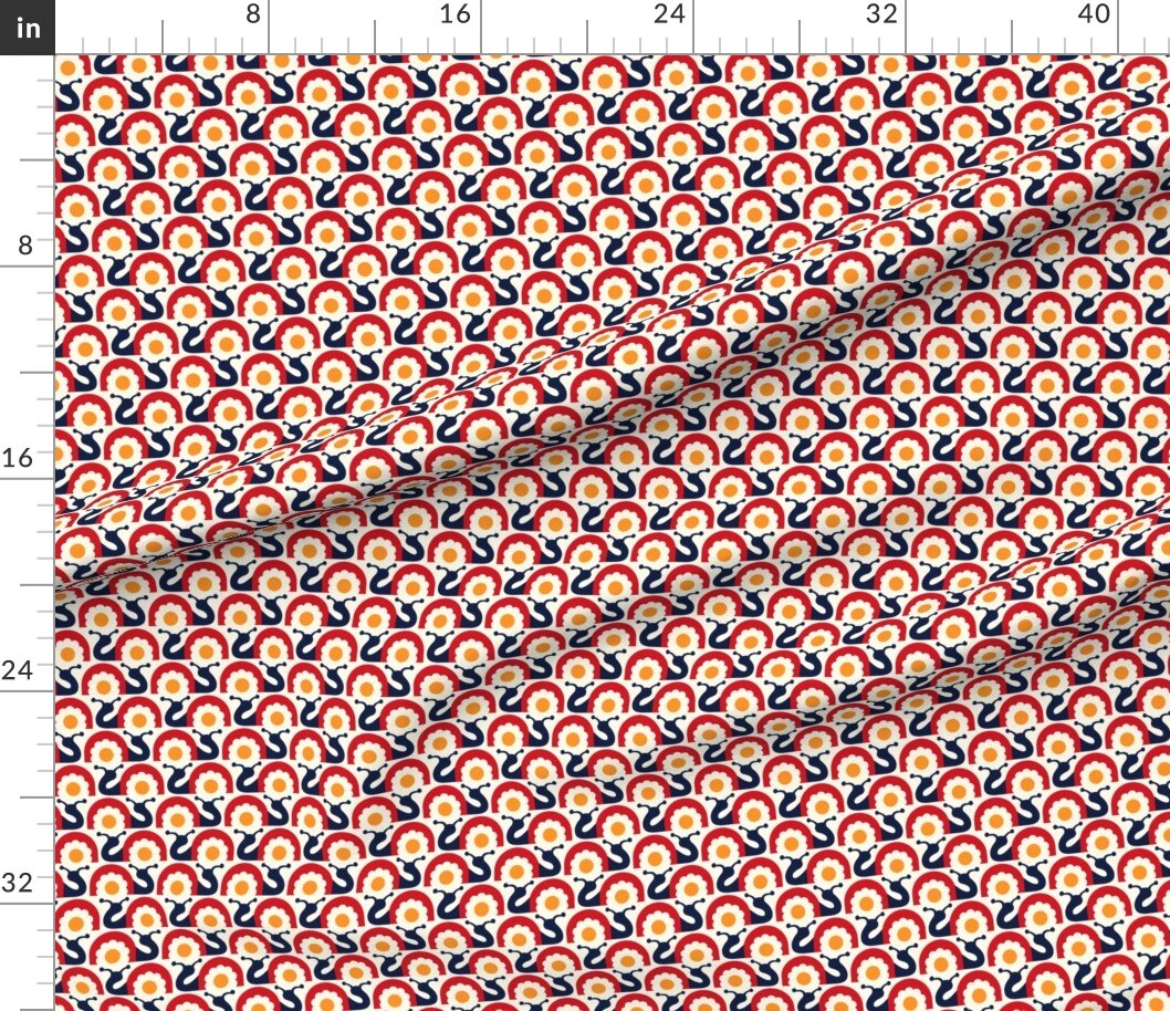 Various Fabrics by the Yard or Fat Quarter Yellow Red Retro Snail ...