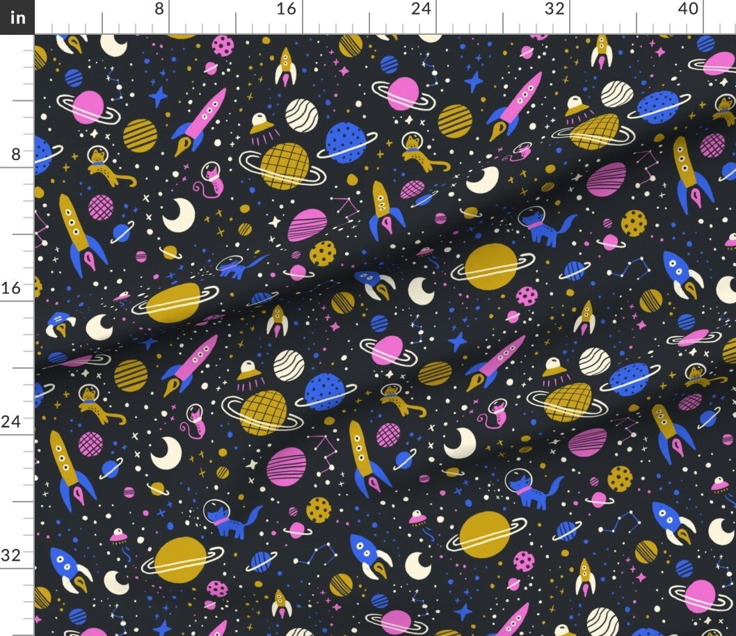 Various Fabrics by the Yard or Fat Quarter Rocket Ship Constellation ...