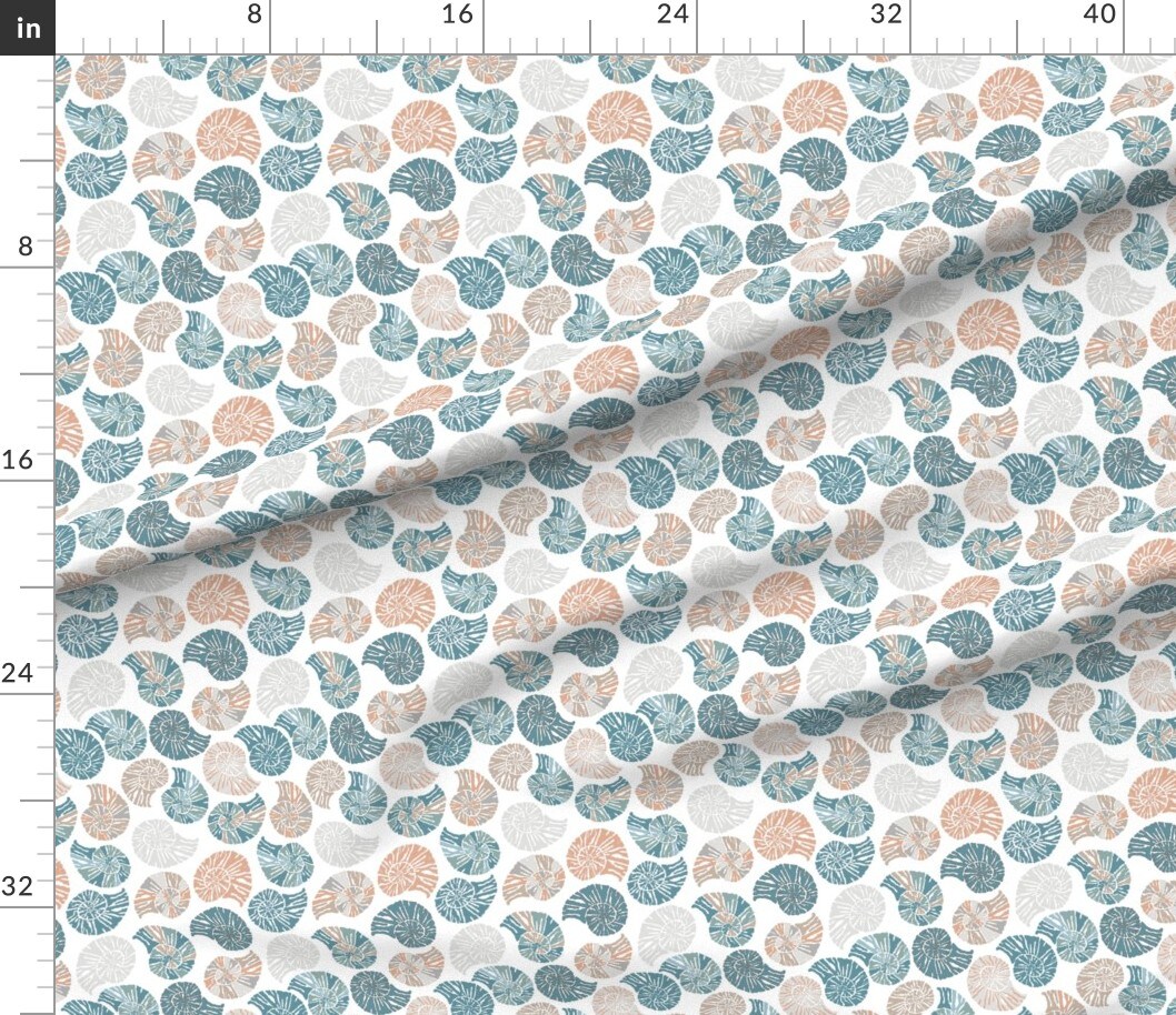 Coastal Shells Beach Blue Terra Cotta Seashells Nautical Custom Printed ...