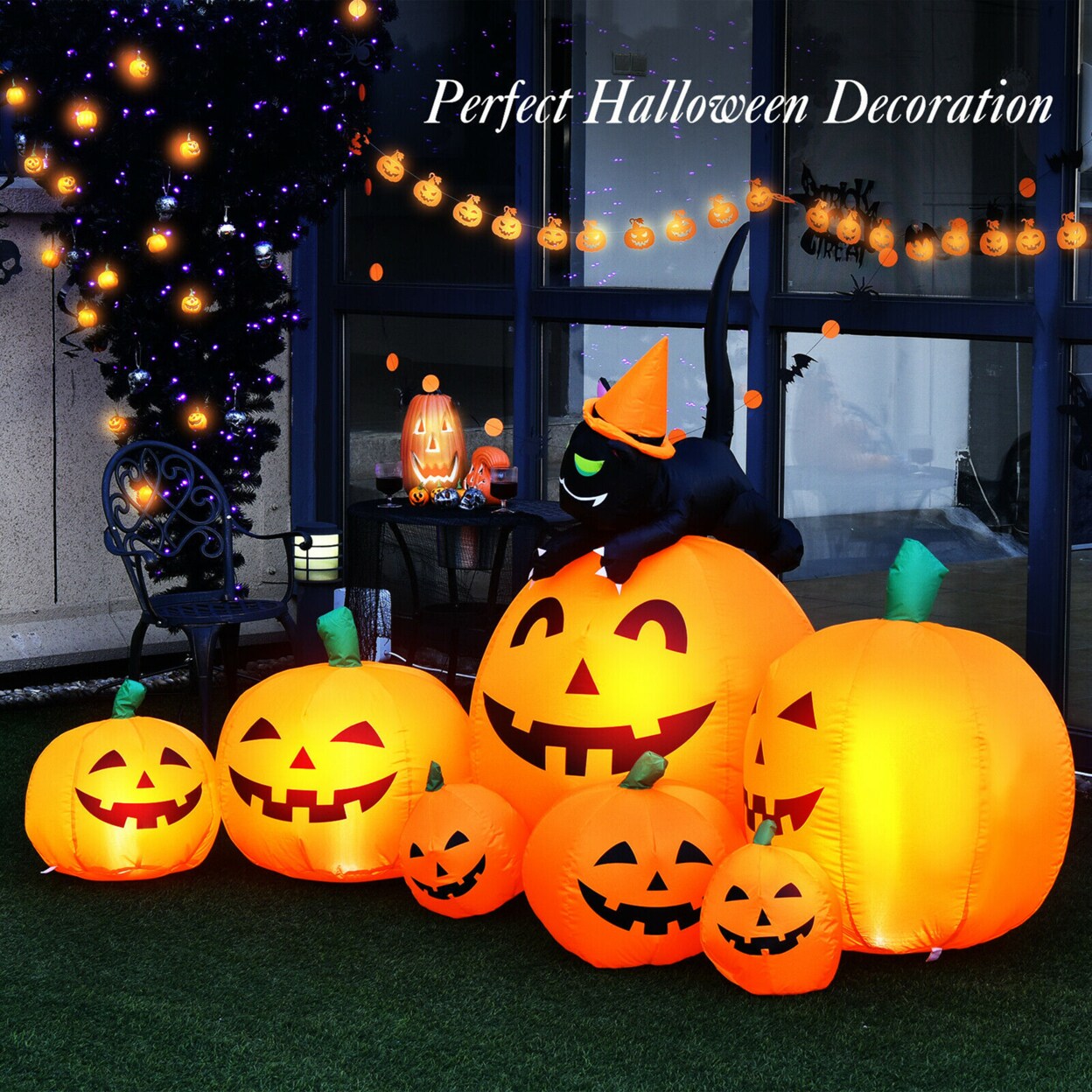 Inflatable Pumpkin Combo Halloween Decoration 7.5Ft Length W/ Led Lights | Michaels