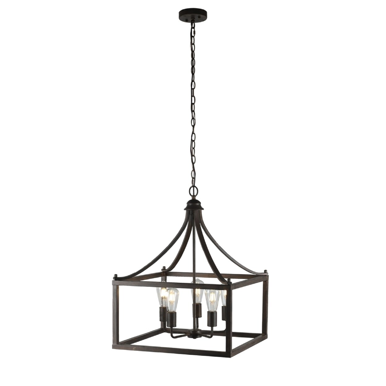 CHLOE Lighting RYDER Farmhouse 5 Light Antique Wood Finish Hanging ...
