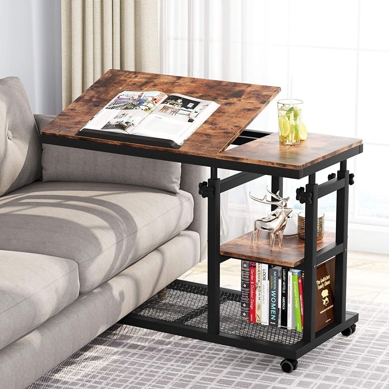 Tribesigns Height Adjustable C Table With Wheels Tiltable Drawing Board ...