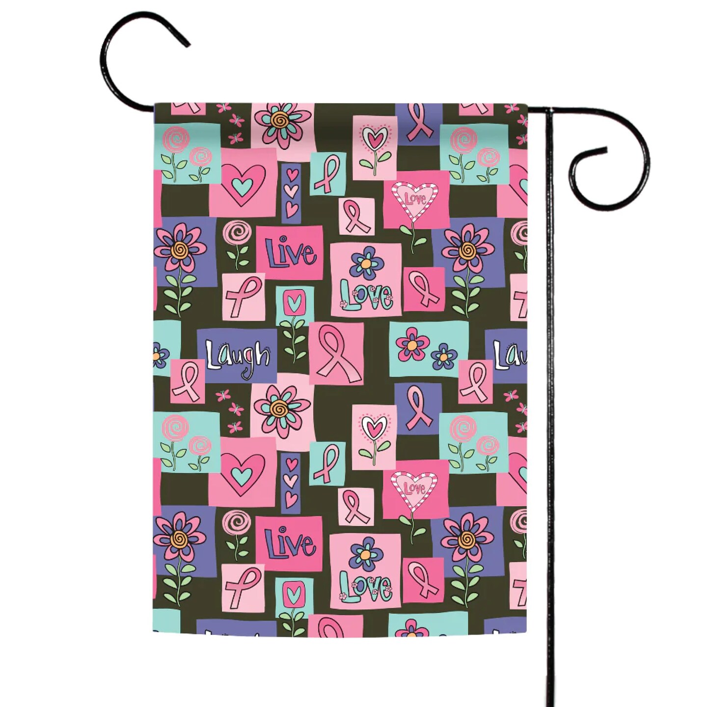 Toland Home Garden Breast Cancer Support Ribbon Collage Outdoor Garden ...