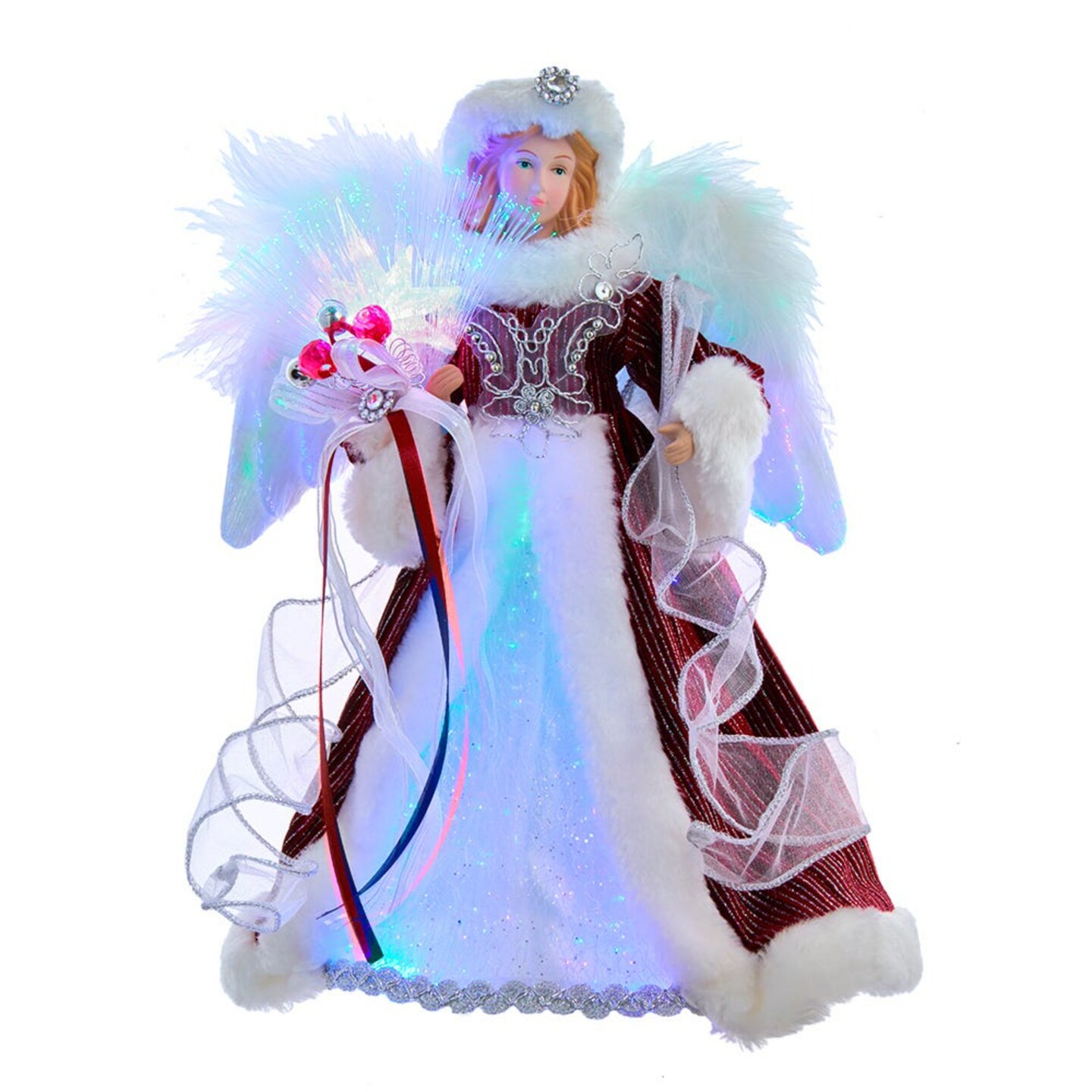 KSA LED Lighted Color Changing Fiber Optic Angel Tree Topper - 12 ...