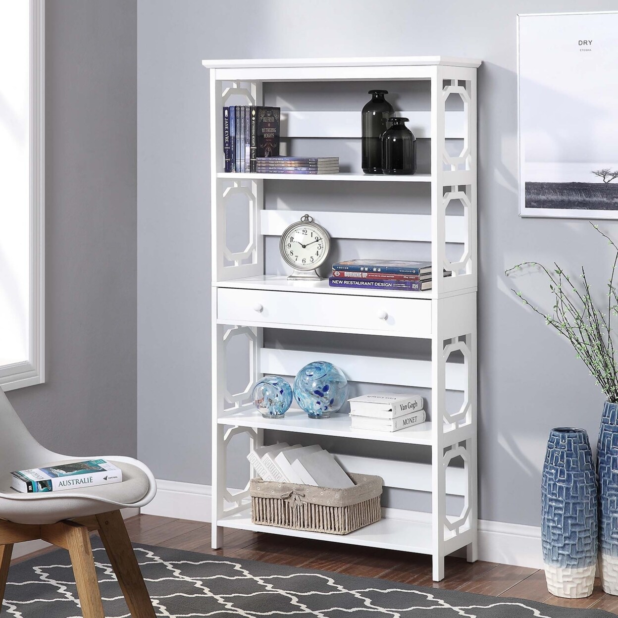 Convenience Concepts Omega 5 Tier Bookcase with Drawer White | Michaels