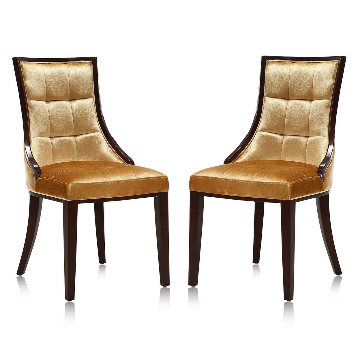 Manhattan Comfort Fifth Avenue Antique Gold and Walnut Velvet Dining ...