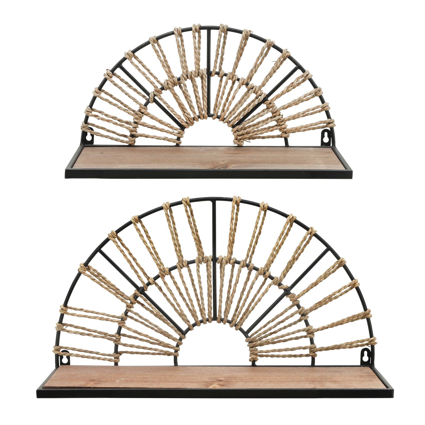 Kingston Living Set of 2 Brown and Black Arched Wall Shelves 20", Color ...
