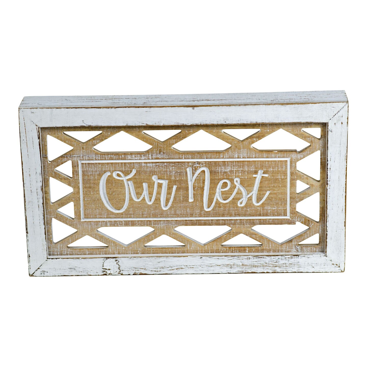 Creative Design 12.25" White and Beige Our Nest Rectangular Wall Sign ...