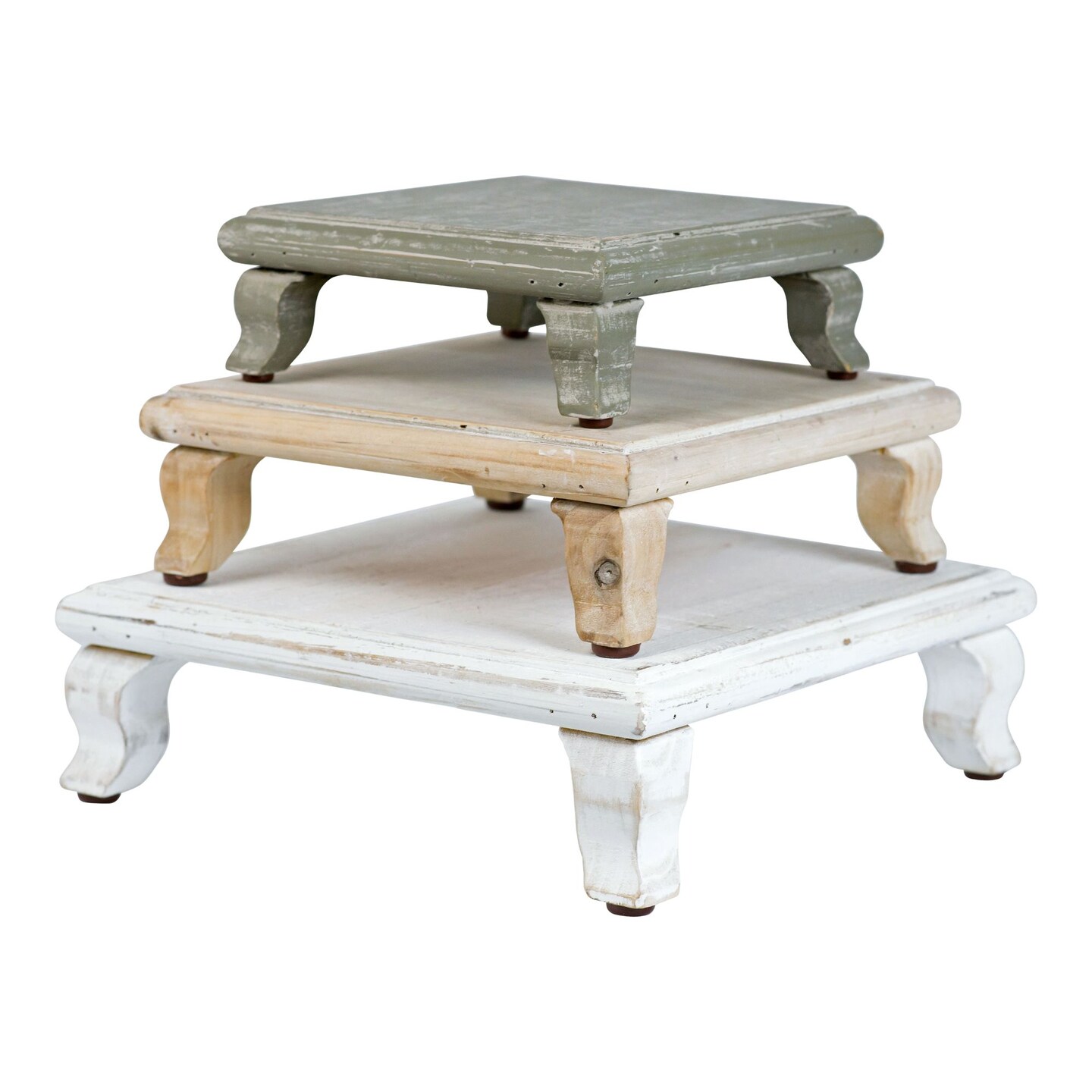 Creative Design Set of 3 Gray and White Antique Stacking Riser Tabletop ...