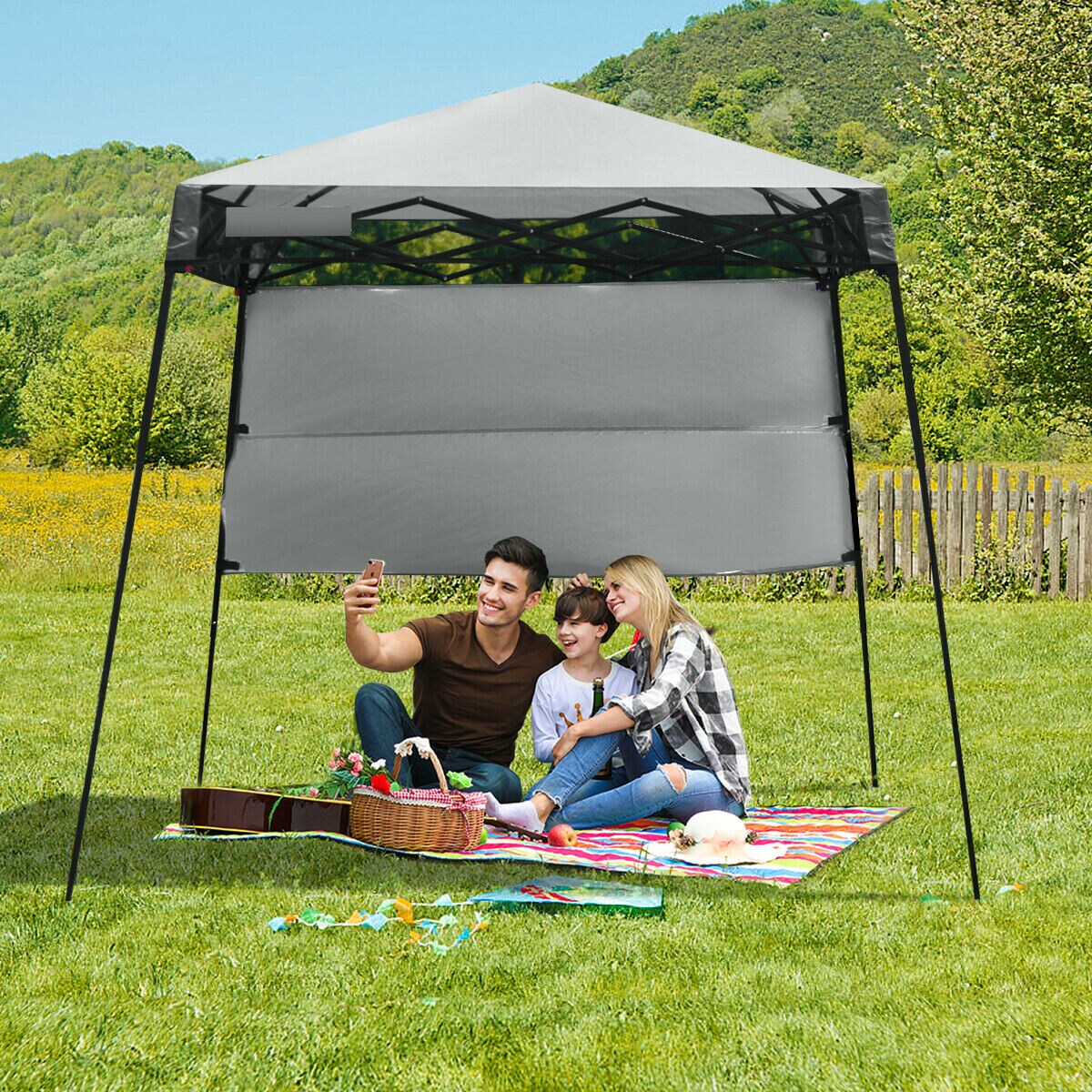 Gymax 7x7 FT Slant Leg Pop-up Canopy Tent Shelter Adjustable Portable ...