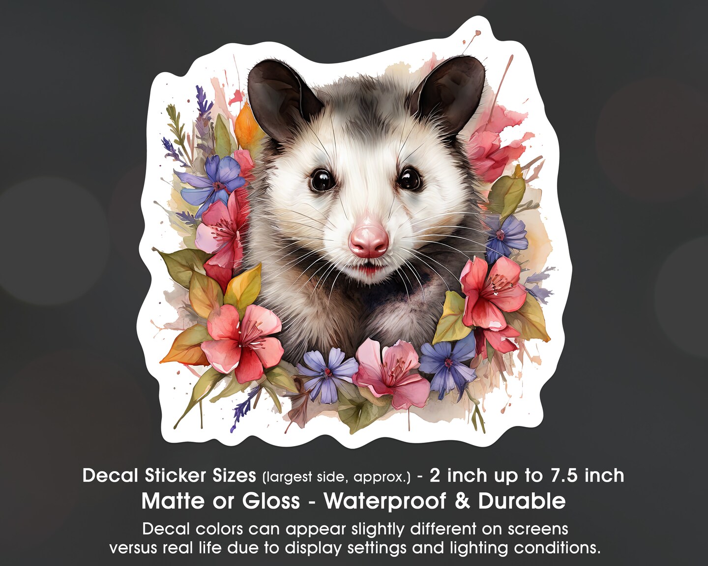 American Opossum Possum, Vinyl Decal Sticker In Multiple Sizes ...