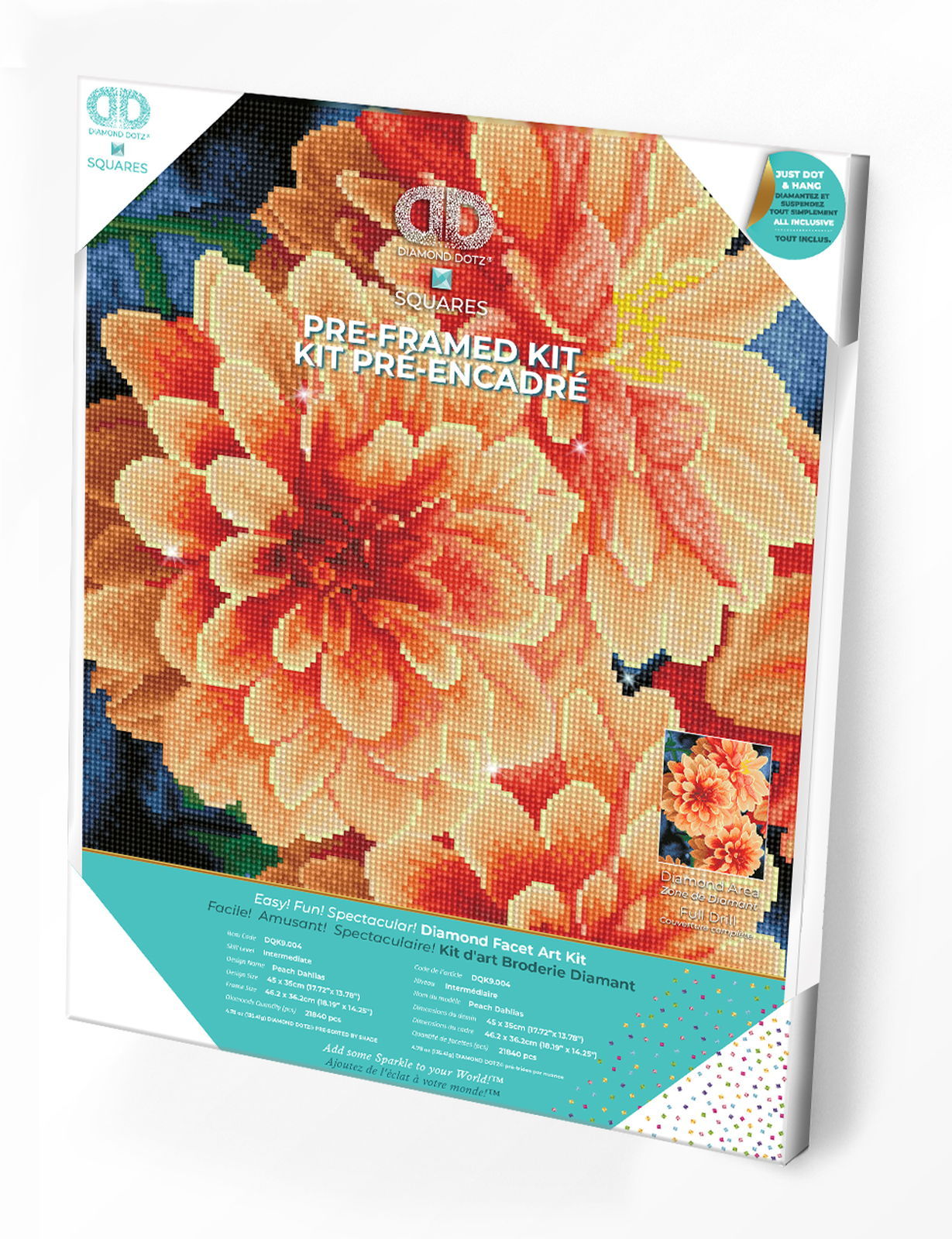 Diamond Dotz Kits - Peach Dahlias - Pre-Framed Kit Diamond Painting ...