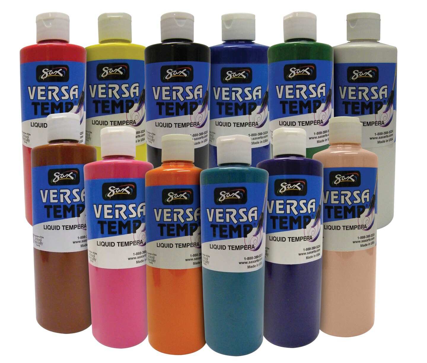 Sax Versatemp Liquid Tempera Paint, 1 Pint Bottles, Assorted Colors ...