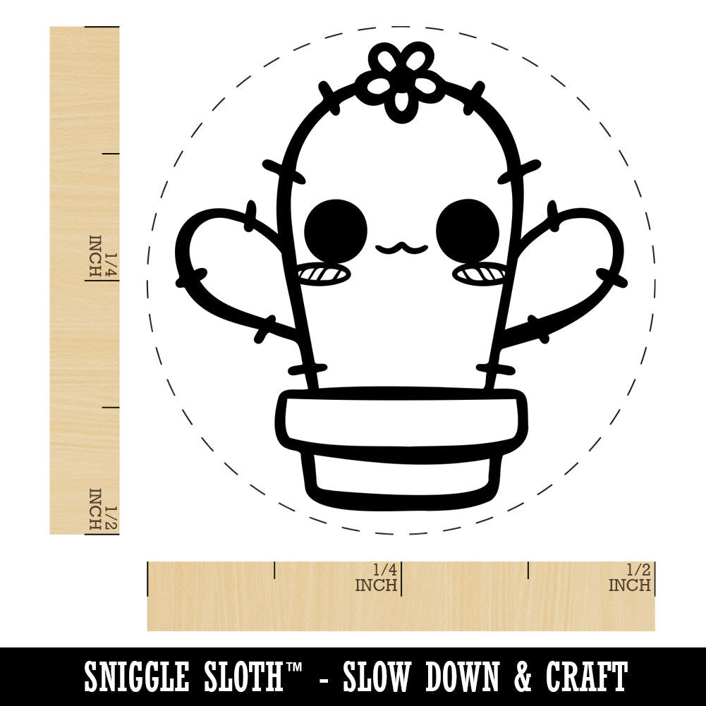 Adorable Kawaii Chibi Cactus in Pot Succulent Self-Inking Rubber Stamp ...
