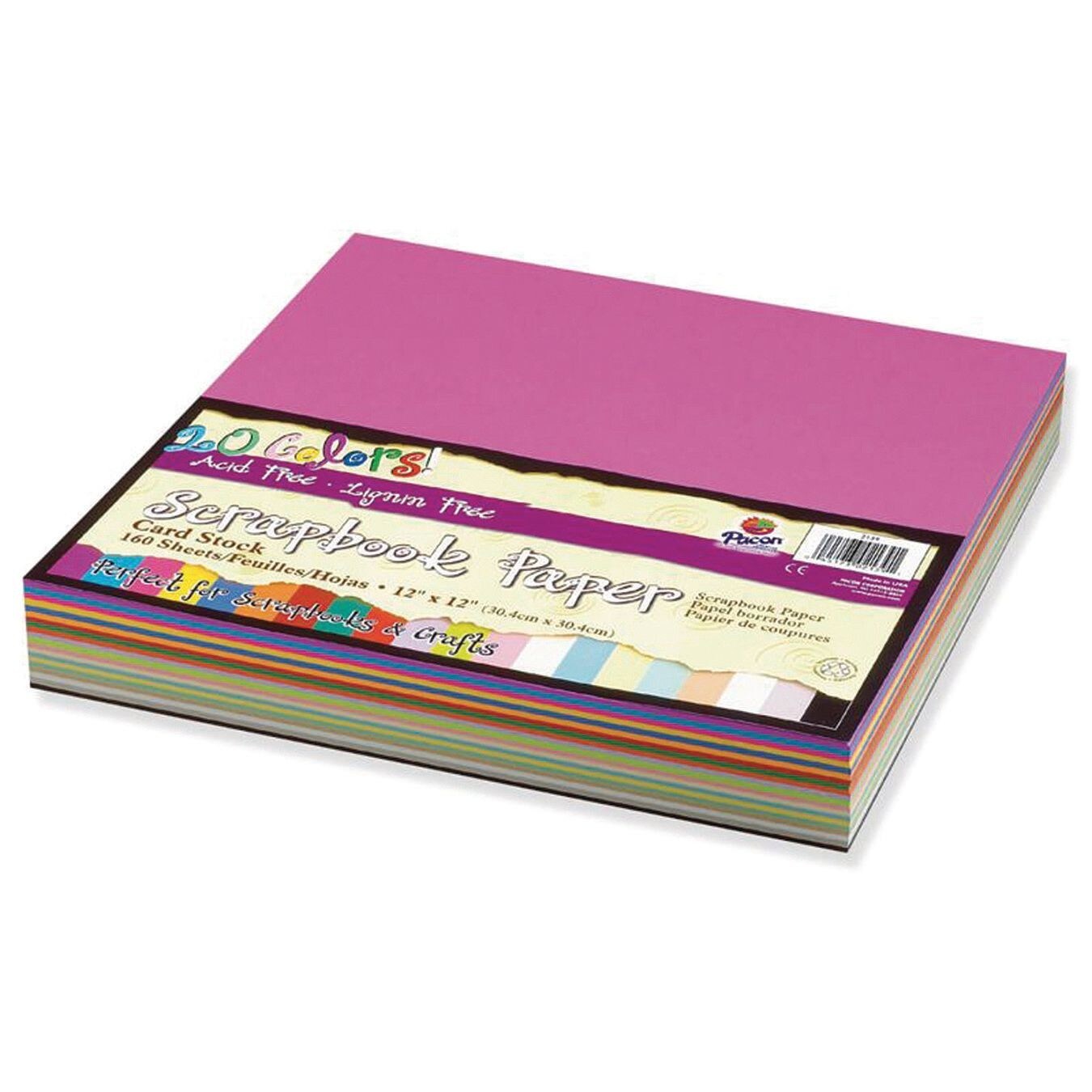 Pacon© Scrapbook Paper Value Pack, Card Stock, 12" x 12", 20-Color ...