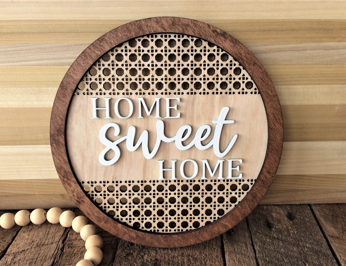 Home Sweet Home Rattan Sign, Farmhouse Door Hanger, Housewarming Gift ...