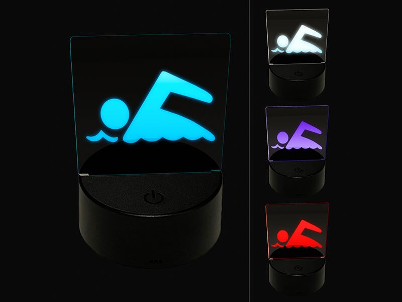 Swimming Symbol 3D Illusion LED Night Light Sign Nightstand Desk Lamp ...